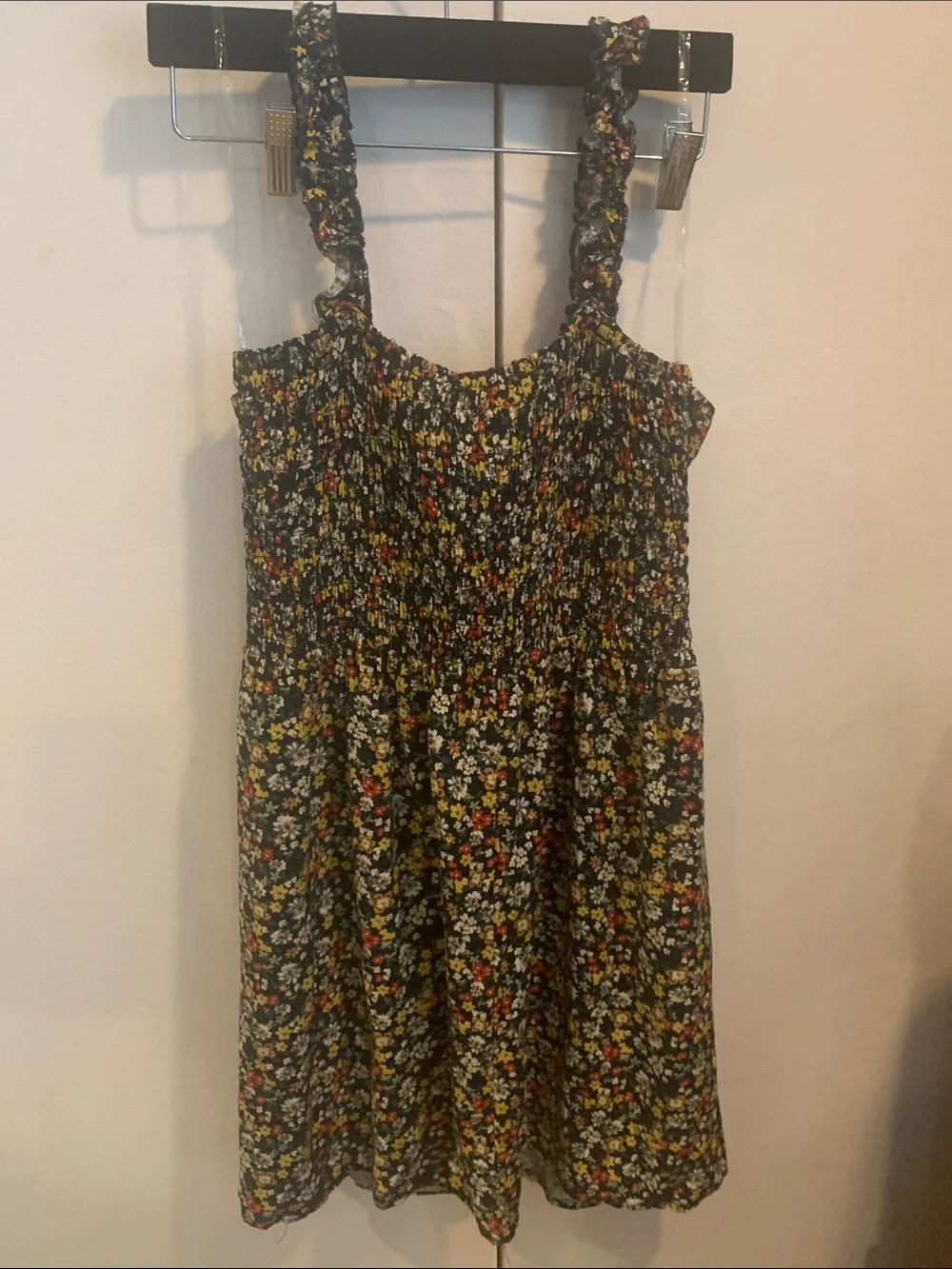 A.U.W. | Dresses | Black Floral Mini Dress With Straps | Poshmark